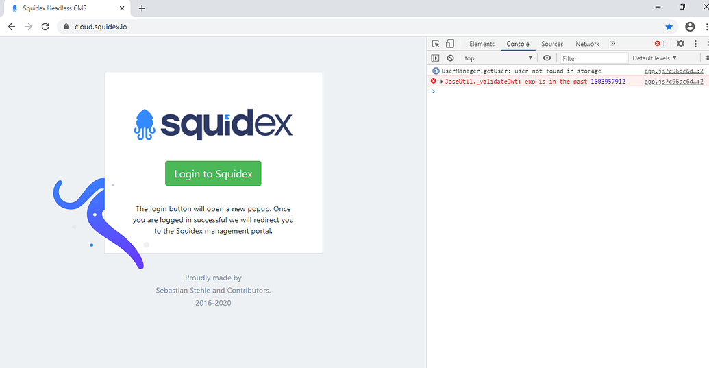 Not able to login to Squidex in all browsers on Windows10 - Support - Squidex Support