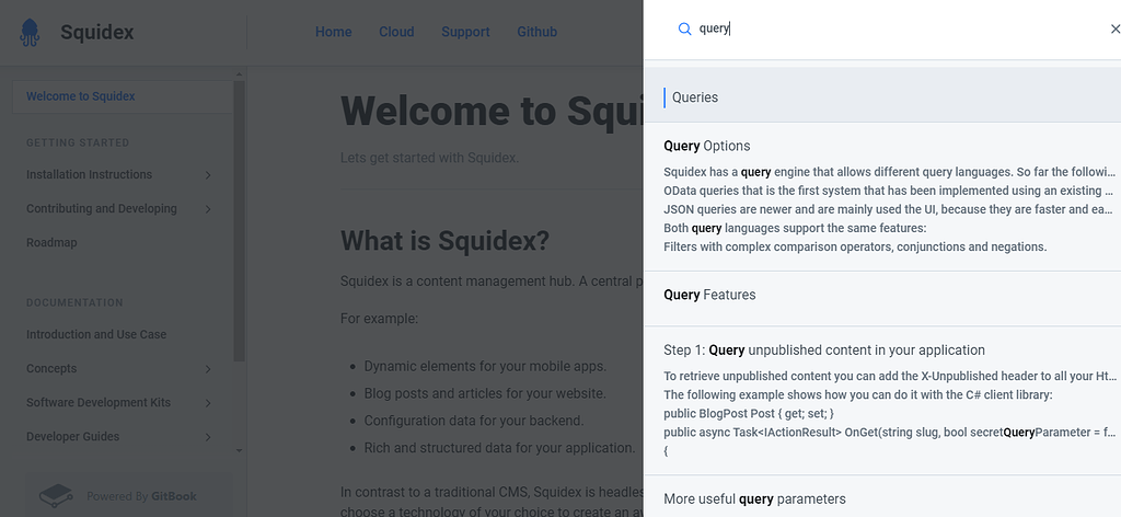 How to implement index search for the website? - Support - Squidex Support
