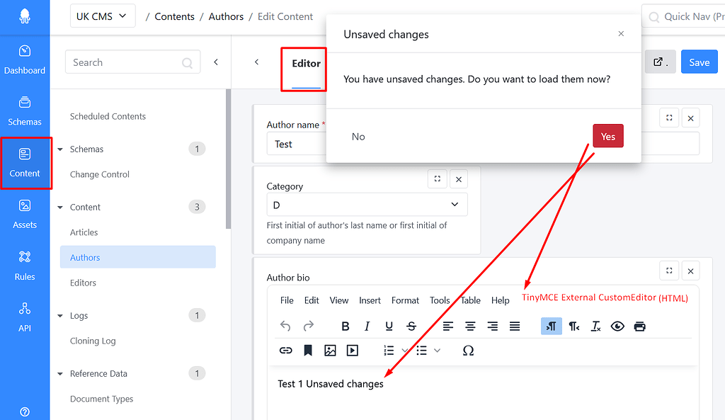 Autosave unsaved changes functionality doesn't directly restore unsaved changes in external ...
