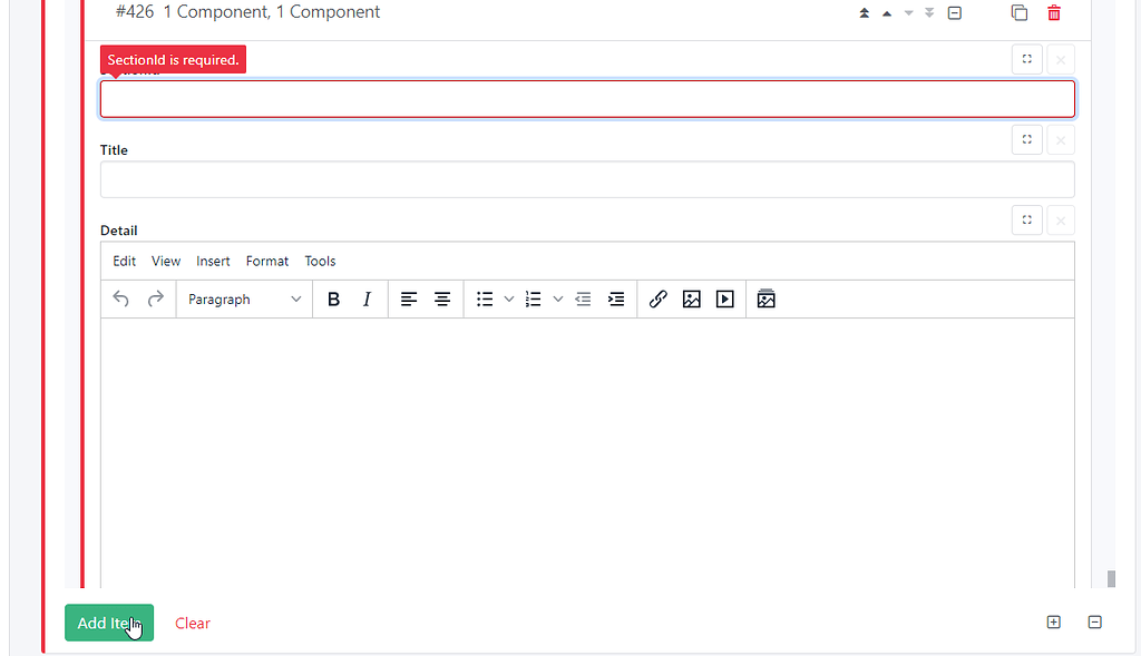 Auto generate GUID for SectionId for nested Sections in schema - Support - Squidex Support