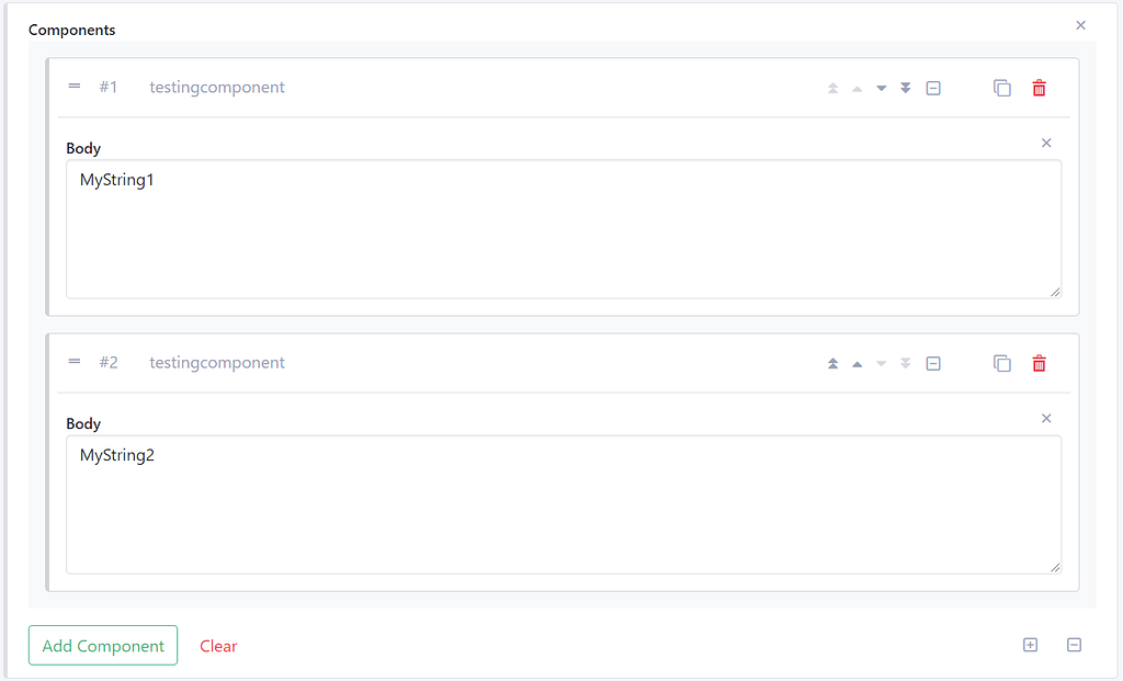 [IMPLEMENTED] Using custom editor for components array - Implemented Features - Squidex Support