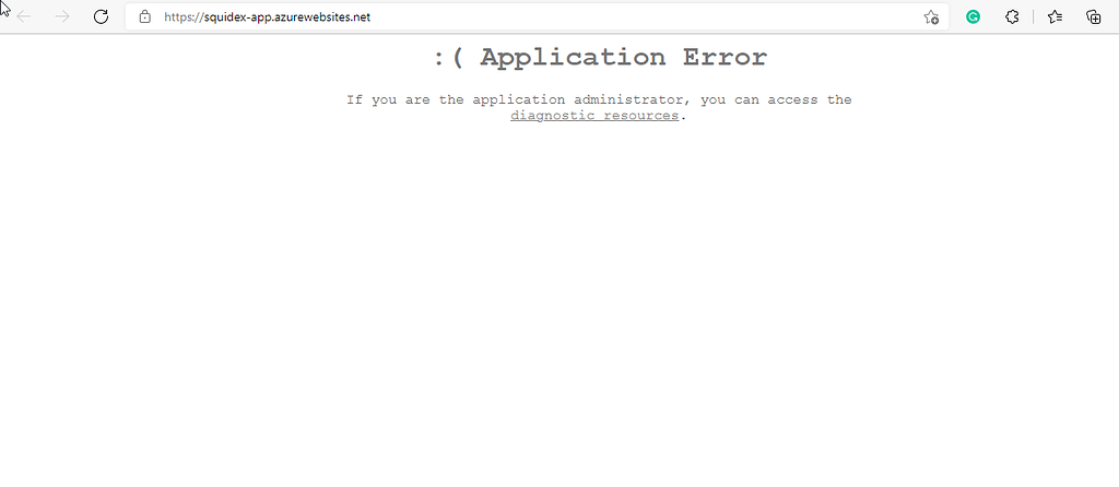 A "Application Error" is displayed after installing squidex on azure - Support - Squidex Support