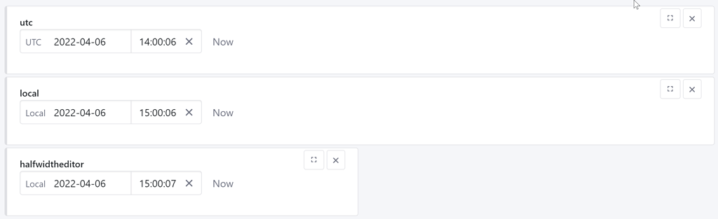 [SOLVED] UTC/Local selector for datetime field being prematurely hidden for halfwidth editor ...