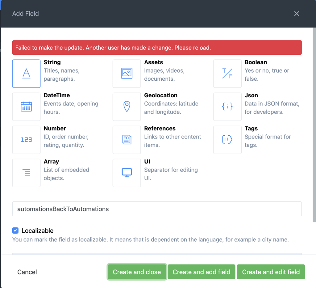 Duplicate Unable To Add New Field On Schema Stale Or Unverified Bugs Squidex Support