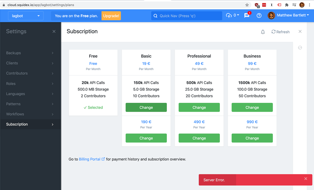 [SOLVED] "Server error" when trying to sign up for Cloud version Basic plan - Solved Bugs ...