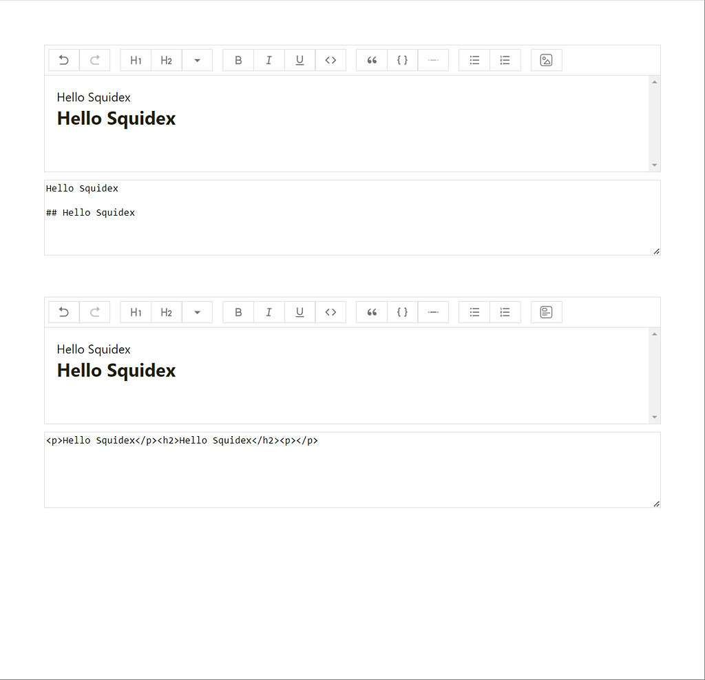 New content editor for rich text and markdown - Feature Concepts - Squidex Support