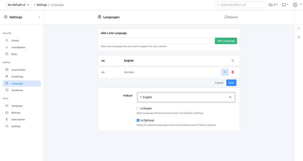 In graphql we are getting data null for the fallback languages in the ...