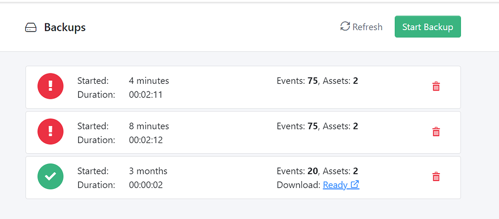 App backup fails - Support - Squidex Support