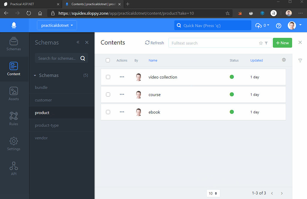 Navigating Content getting stuck on "previous" schema - Support - Squidex Support
